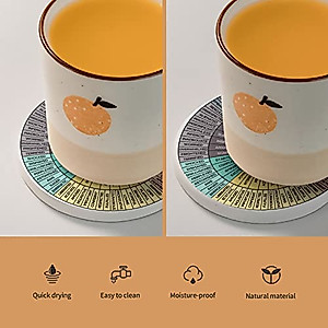 Feelings Wheel Chart Therapy Circle of Emotions Round Diatomite Cup Coasters Non-Slip Absorbent for Drinks Coffee Mug Home Decor 4 Inch Diameter (Set of 1), One Size