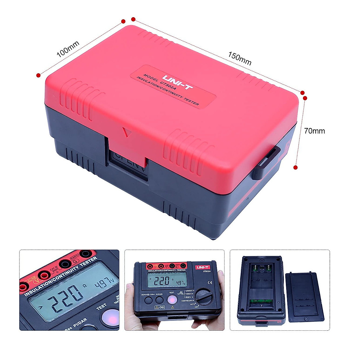 UNI-T 2500V Digital Insulation Resistance Meter Tester Megohmmeter Highly Voltmeter Continuity Tester w/LCD Backlight UT502A