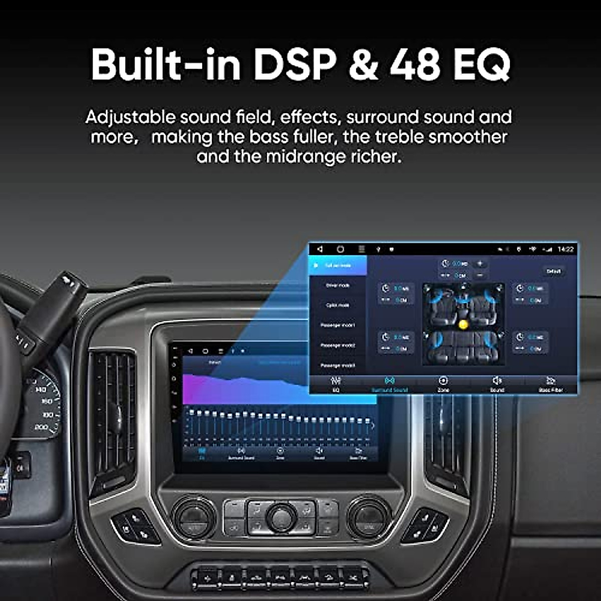 10.1 Inch 5G WiFi (2G Ram 32G ROM) Car Stereo for Chevy Silverado/GMC Sierra 2014-2018 with Carplay Android Auto, Support 48EQ Mirroring Airplay Backup1080P SWC