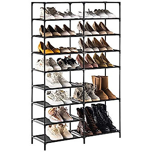YOUDENOVA Shoe Rack, 9 Tier Boot Rack Storage for Closet Entryway, Large Shoe Shelf, Stackable Shoes Organizer for 32 Pairs(Black)