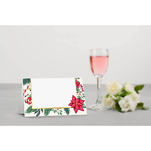 Table Place Card, Christmas Themed Tent Style Cards, Pack of 25 Half-Fold Reception Place Card, Perfect for Christmas Party, Birthday, Wedding, Bridal Shower, Baby Shower, Banquet C21