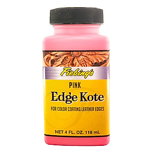 Fiebing's Edge Kote (4oz, Pink) - Leather Edge Paint for Shoes, Furniture, Purses, Couches, Belts - Flexible, Water Resistant, Semi Gloss Color Coating Leather Dye to Protect Natural Edges