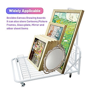 Yeeoy Art Canvas Storage Rack with Caster Wheels, Art Drying Rack Artwork Storage, Drawing Board Storage Rack for Canvas Boards, Frame, Panel, Printed Matter