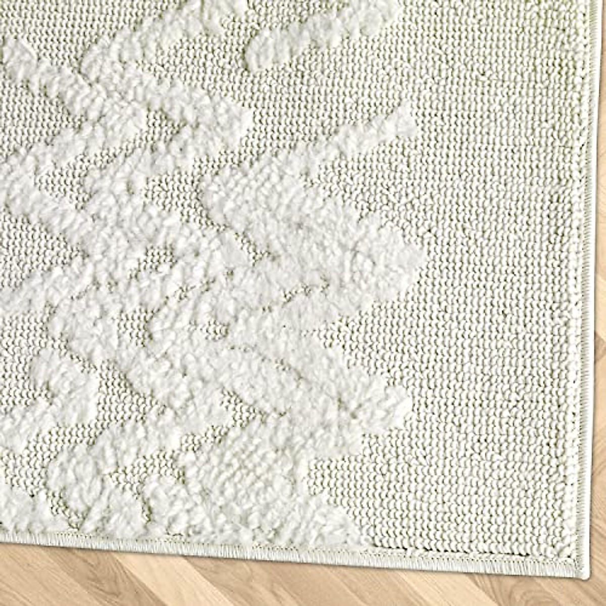 Antep Rugs Palafito 2x5 Geometric Shag Chevron High-Low Pile Textured Indoor Area Rug (White, 2' x 5')