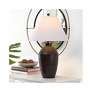 SAFAVIEH Lighting Collection Rani Modern Rustic Farmhouse Brown 30-inch Bedroom Living Room Home Office Desk Nightstand Table Lamp (LED Bulb Included)