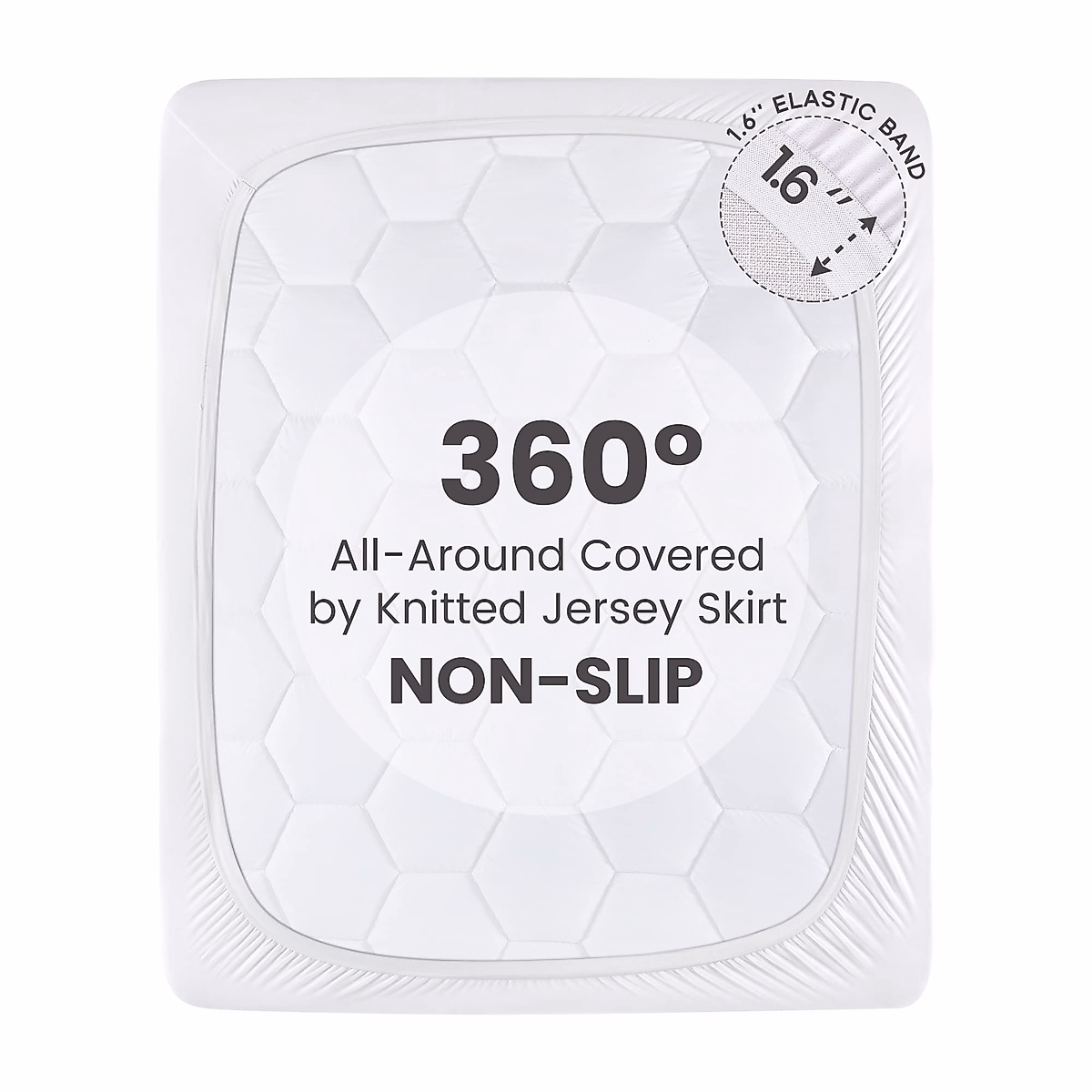 SONIVECotton Mattress Pad, Twin Bedding Cover Quilted Fitted Mattress Protector 8-21" Deep Poket, Breathable Cooling Down Alternative Fill Mattress Topper White,Twin Size