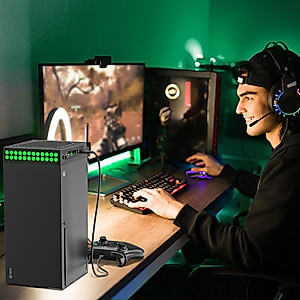 XBX Series X Cooling Fan Dust Proof with Auto Mode, for Xbox Series X Console with LED Lights, Built-in AUTO Adjustable Fan Cooling System, Xbox Series X Top Cooler, Game Accessory with Headset Holder