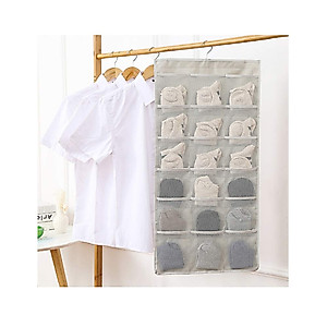 Hanging Closet Organizer for Underwear, Space Saving Storage Pocket Bag Dual-Sided for Bra,Jewelry,Stockings,Panties, Socks, 30 Pockets