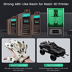 SUNLU 3D Printer Resin, 1KG ABS-Like Fast Curing 3D Resin for LCD DLP SLA Resin 3D Printers, High Quality 395-405nm UV Light Curing Photopolymer Resin, Strong Non Brittle, High Precision, 1000g, Grey