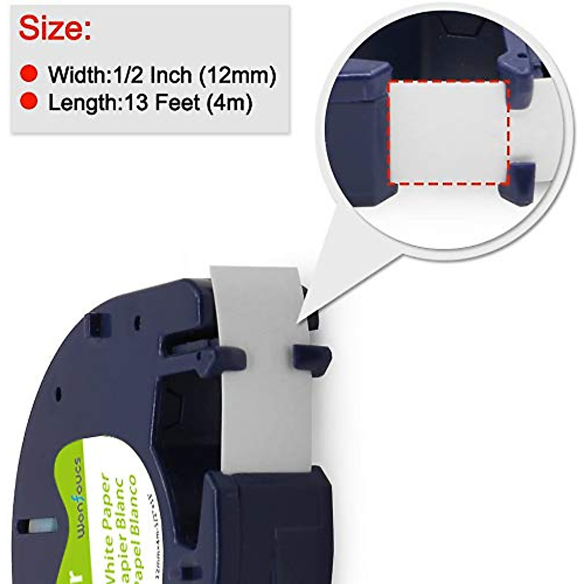 Wonfoucs 3-Pack Label Maker Paper Replacement for Dymo Label Maker Refills 91330 Self-Adhesive White Paper Label Refill 12mm x 4m 1/2 x 13 Work with DYMO LetraTag Label Makers LT-100H LT-100T QX50