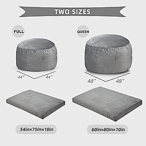 HABUTWAY Bean Bag Chair, Giant Bean Bag Chair with Washable Corduroy Cover Ultra Soft, Convertible Bean Bag from Chair to Mattress, Huge Cordoroys Bean Bags for Adult, Couples, Family- Grey Full