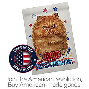 Breeze Decor Patriotic Tan Persian Garden Flag Set Wood Dowel Cat Kitten Meow Spoiled Paw Fur Pet Nature Farm Animal Creature House Banner Small Yard Gift Double-Sided, Made in USA