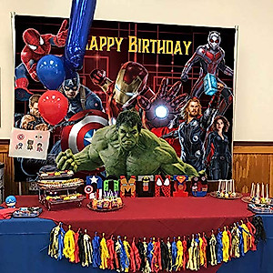 GCH A-vengers Background Marvel Birthday Party Supplies Backdrop Superhero Theme Background Photography for Kids Birthday Banner Boys Birthday Party Decorations Banner Photo Booth Props (5X3FT)