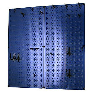 Wall Control Kitchen Pegboard Organizer Pots and Pans Pegboard Pack Storage and Organization Kit with Blue Pegboard and Black Accessories