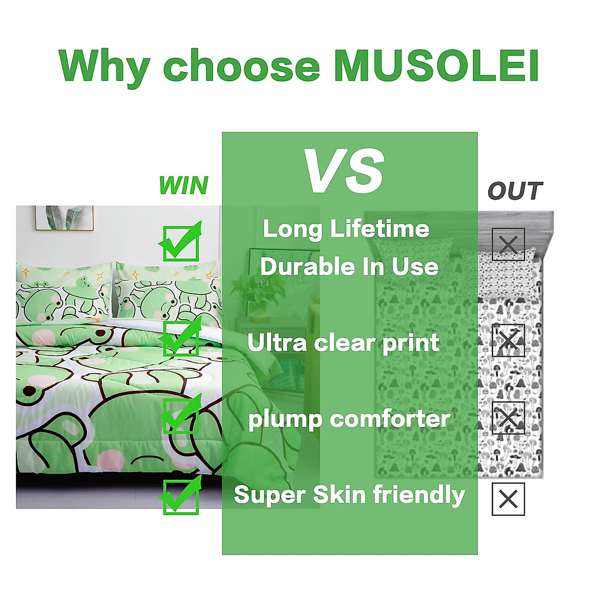 MUSOLEI 7 Piece Frog Comforter Set Frog Bedding for Kids Boys and Girls Frog sheets set Frog Bedding set Twin Size Bedding Sets for All Season (1 Comforter, 1 Flat Sheet, 1 Fitted Sheet, 4 Pillowcase)