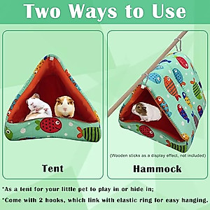 Small Guinea Pig Bed with 2 Hook, 7.48*7.09'' Young Guinea Pig Hideout Hamster Bed Rabbit House, Washable Warm Sleeping House for Small Pet, Ferret, Chinchilla, Bunnies| Winter & All Seasons