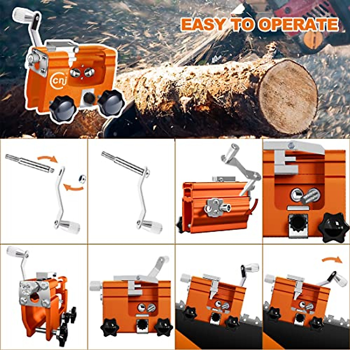 Chainsaw Sharpener Jig, Hand Cranked Chainsaw Chain Sharpening Kit, Portable Fast Crank Chainsaw Sharpener Tool for 4"-22" Chain Saws & Electric Saws, DIY Lumberjack, Garden Worker