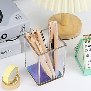 Buqoo Gel Pens Set, 5 Pack Retractable Gel Ink Pens 0.5mm Fine Points Pens Various Styles of Gel Pens with 1 Highlighter for Drawing Writing Planner and School Supplies (Brownish Red Color)