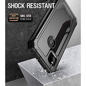 Poetic Guardian Series for Google Pixel 4a 5.8 inch (2020) Case, Full-Body Hybrid Shockproof Bumper Cover with Built-in-Screen Protector, Black/Clear