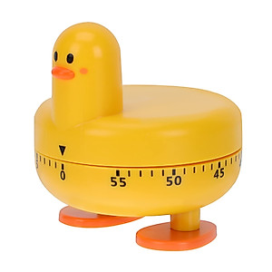 Angoily Yellow Duck Timer Mechanical Kitchen Timer 60- Minute Wind Up Dial 360° Rotating Pig Countdown Duck Reminder Cute Cartoon Animal Timer Cute Cooking Time Management