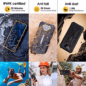 Ulefone Rugged Phones, Armor X13 (12+64GB), 50MP Rear Camera, 24MP Night Vision Camera, Android 13 OS Rugged Smartphone, 6.52” Screen, 6320mAh, NFC, GPS, Package with Exclusive Armor Case- Black