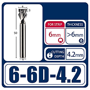 1Pcs CNC Router Bits Engraving Cutter 6mm/8mm Neon Light Strip Slotting Bits Tungsten Carbide Steel End Mill Neon LED Lights Slotting Milling Cutter for Polystyrene Acrylic (6-6D-4.2)