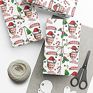 Biden Christmas Wrapping Paper Sheet, Christmas Wrapping Paper, Hat Santa Biden Wrapping Paper, Biden Wrapping, Funny Gift Wrap 24" × 36" 24" × 60"