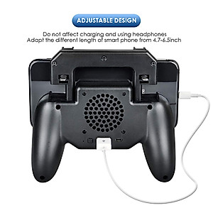 Qoosea Mobile Controller with 4000mAh Battery Power Bank Cooling Fan Mobile Controller L1R1 Game Trigger Joystick Gamepad Grip Remote for PUBG/Knives Out/Free Fire for Android iOS Phone 4.5-6.5"