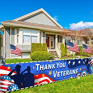 Veterans Day Banner Veterans Day Decorations Outdoor, Thank You Veterans Banner, Veterans Day Yard Sign, American Flag Patriotic Soldier Outdoor Veterans Day Banner