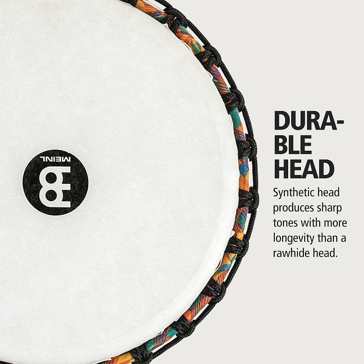 Meinl Percussion Travel Djembe Hand Drum Circle Instrument, Synthetic Shell and Head — NOT MADE in CHINA — African Mali Weave Rope Tuning, 2-YEAR WARRANTY, Kenyan Quilt, Medium (PADJ2-M-F)