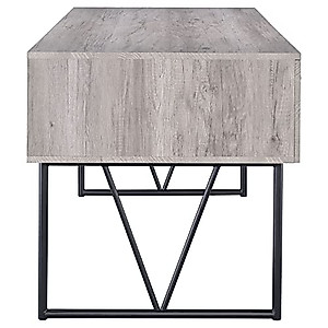 Coaster Home Furnishings Analiese Farmhouse 4 Drawer Home Office Writing Desk Black Metal Base Gray Driftwood