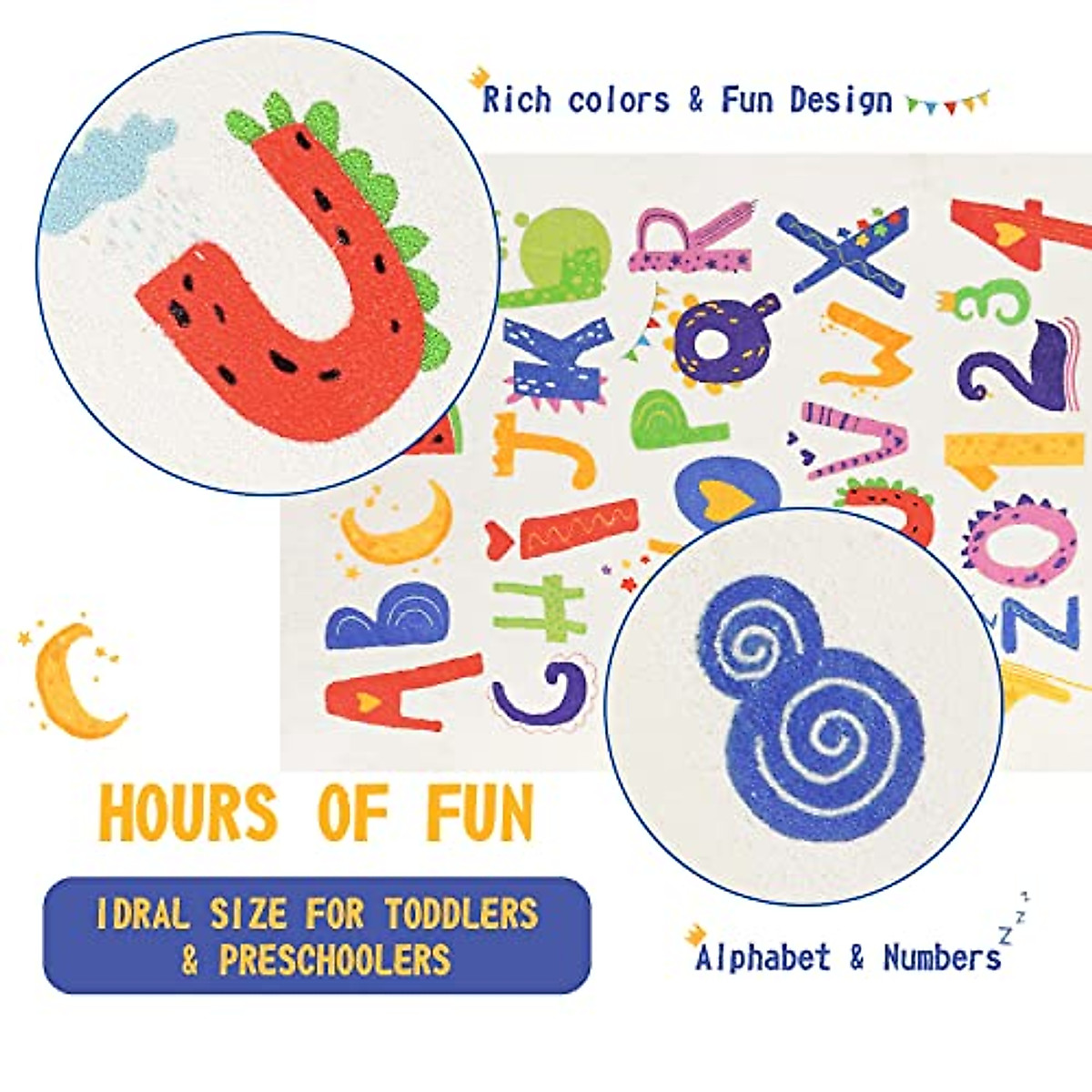 HiiARug Kids Rug ABC Alphabet Numbers Educational Rug Baby Play Mat for Floor Large Thick Area Rugs Non Slip Learning Carpet for Baby Children Bedroom Classroom Playroom (60 x 36 Inch)