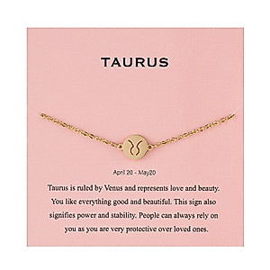 Augonfever Taurus Zodiac Anklet Gold Horoscopes Charms Jewelry Accessories 12 Constellations Gifts for Girls Women Birthday