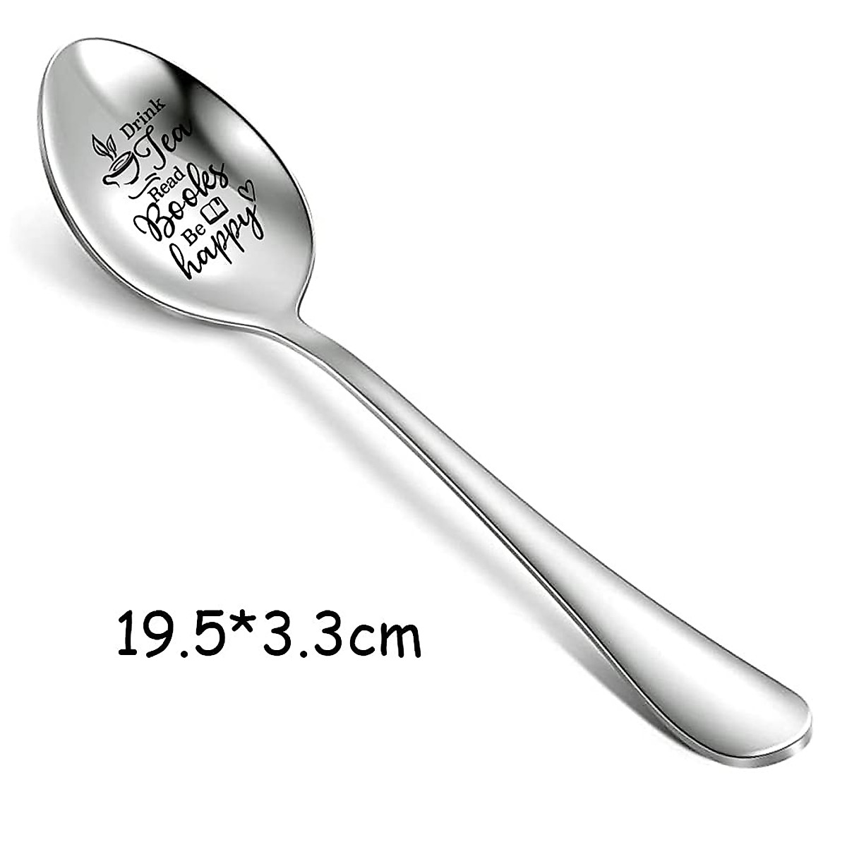 New Stainless Steel Spoon,Drink Tea Read Books Be Happy,Enjoy Afternoon Tea Spoon 304 Pointed Gift Couple Leisure Tea Set Dinner Spoon,Christmas Birthday Gift,Can Be Custom Wholesale.
