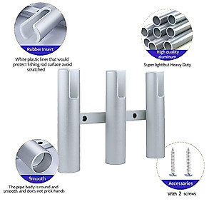 3 Tube Aluminium Fishing Rod Holders, 3 Link Wall-Mounted Pod Rack, Be Suitable for Marine Boat Yacht Camper RV