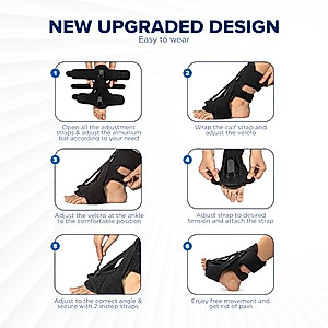 Sulifice Plantar Fasciitis Night Splint: Upgraded Plantar Fasciitis Brace for Plantar Fasciitis Relief, Achilles tendonitis Relief and Foot Drop Brace. Night Splint for Plantar Fasciitis Women