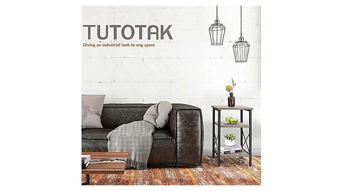 TUTOTAK End Table with Charging Station & Storage