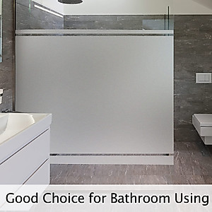 HIDBEA Frosted Window Privacy Film Heat Control UV Blocking, Static Cling Non-Adhesive Reusable Door coverings for Bathroom Home Office (Frosted, 23.6 Inch x 6.5 Feet)