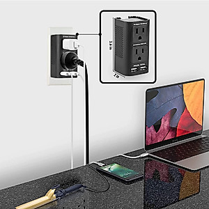 Voltage Converter 220V to 110V, 2000W Travel Adapter Global Power Adapter with 2 USB Ports and EU/UK/AU/US Plug Adapter