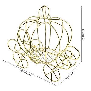 BESPORTBLE Pumpkin Carriage Candy Box Decorative Metal Cinderella Carriage Centerpiece Gold Wire Princess Carriage Figurine Flower Arrangement for Wedding Birthday Party Golden