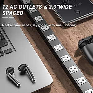 BERIGTTA 12 Outlet Surge Protector Metal Power Strip, 1800J Mountable Power Outlet, Heavy Duty Workshop Metal Power Strip for Commercial, Industrial, School and Home,15A 125V 1875W (6FT)