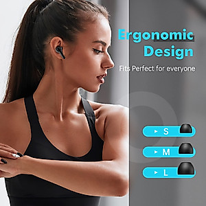 vinlley Bluetooth Headphones, True Wireless Earbuds, in Ear Running Earphones with Noise Cancelling Mic, Built-in Microphone, IPX7 Waterproof, Upgrade Wireless Headset for Laptop/Sports, ES06 Black