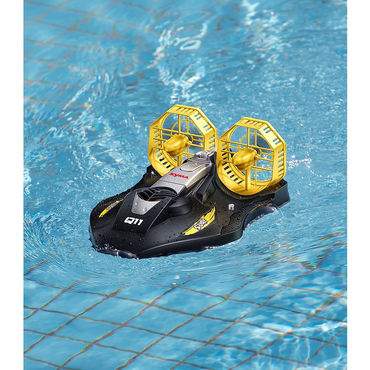 SYMA Remote Control Boat for Kids and Adults, 2.4GHz Q11 Amphibious RC Boats for Land, Pools and Lakes with Double Power, Low Battery Reminder, Speed Hovercraft Toys Gifts for Boys Girls