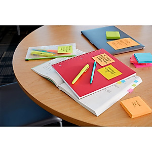 Post-it Super Sticky Notes, 4x4 in, 6 Pads, 2x the Sticking Power, Energy Boost, Bright Colors (Orange, Pink, Blue, Green), Recyclable(675-6SSAN)