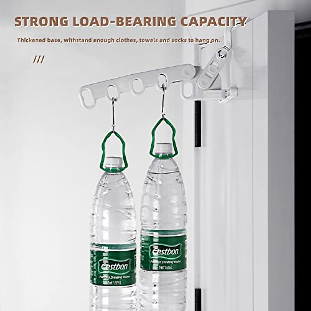 Foldable Clothes Drying Rack for Business Trip Portable Travel Hanger for Hotel Home Rotary Clip-on Hanger Holder Wall Mounted Clothes Bar with 5 Holes for Balcony Bathroom Bedroom Laundry Room, Grey