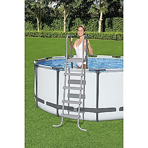 Bestway 52 Inch SteelPool Safety Ladder w/ No Slip No Scratch 9x36-Inch Protective Vinyl Pool Ladder Mat