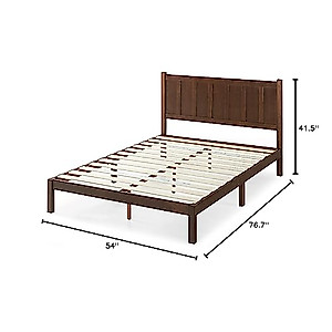 Zinus Adrian Wood Rustic Style Platform Bed with Headboard / No Box Spring Needed / Wood Slat Support, Full,OLB-SWPBHR-12F,Brown