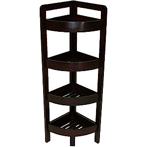 eHemco 4 Tier Bamboo Corner Storage Shelf, 31.5 Inches, Espresso