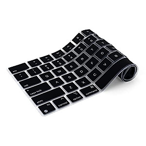 ProElife Keyboard Cover Skin for 2023 MacBook Air 15 inch M2 A2941 / MacBook Pro 14 16 inch M3 M2 Pro/Max A2918 A2992 A2991 A2779 A2780 US Enter (ANSI) Silicon Keyboard Protector Accessory (Black)