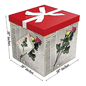 Gift Box 10"X10"X10" - Les Roses Collection - Easy to Assemble & Reusable - No Glue Required - Ribbon, Tissue Paper, and Gift Tag Included - EZ Gift Box by Endless Art US
